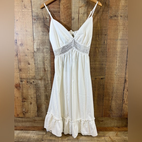 Mengsi | Dresses | Mengsi Dress Womens Large White Panel Ruffle Lace ...